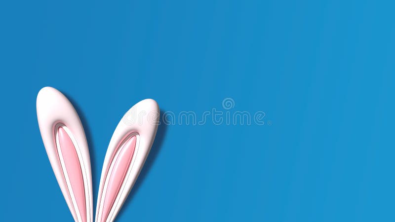 Bunny 3D Ears Banner for Easter. Stock Illustration - Illustration of ...