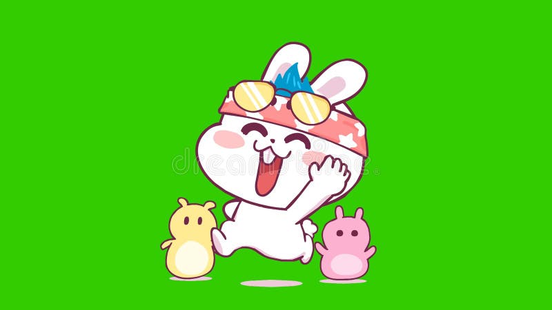 Bunny Dance with Friends - Green Screen Stock Video - Video of editable ...