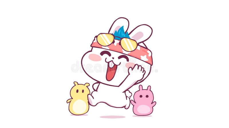 Bunny Dance with Friends - White Background Stock Video - Video of ...