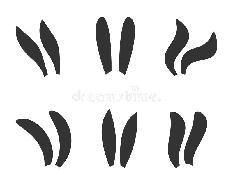 Bunny Ear Silhouettes Set. Cute Rabbit Ears for Easter or New Year ...