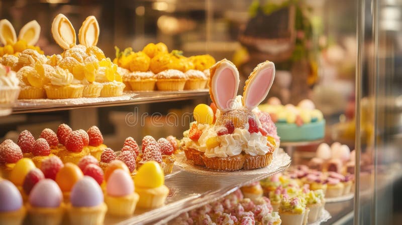 Bunny Ears Bakery Display with Easter Pastries: a Small Stock Stock ...