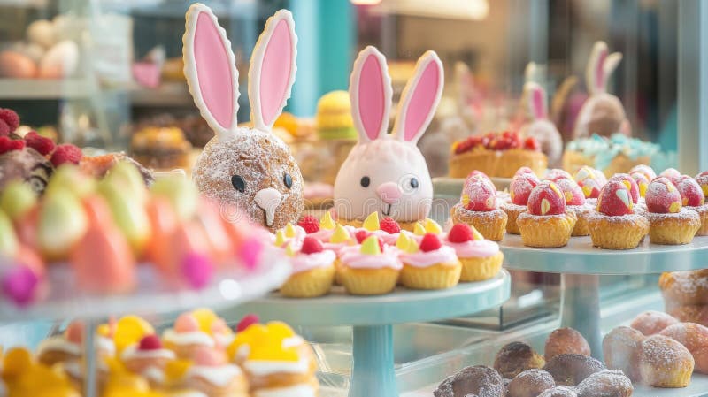 Bunny Ears Bakery Display with Easter Pastries: a Small Stock Stock ...