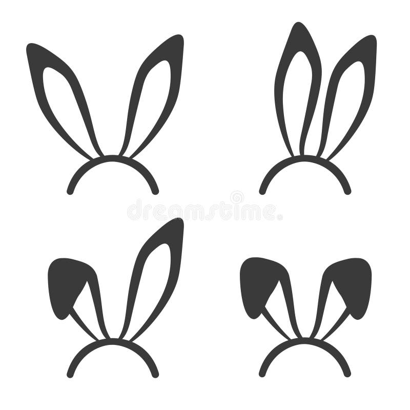 Bunny Ears Black Silhouette Collection Stock Illustration ...