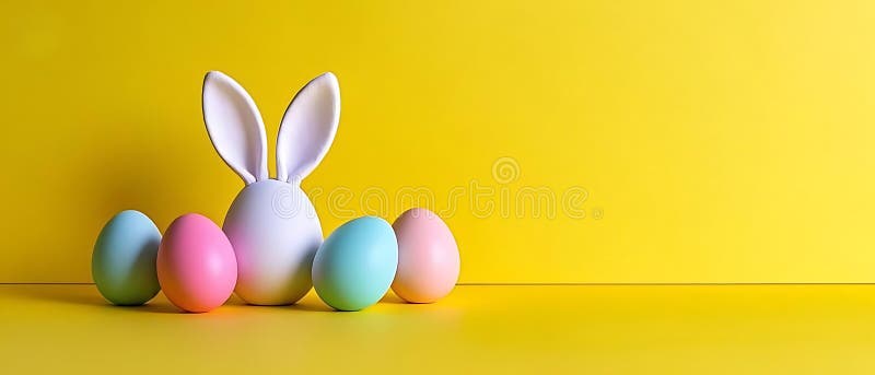 Bunny Ears and Pastel Easter Eggs on a Clean Background Stock Photo ...