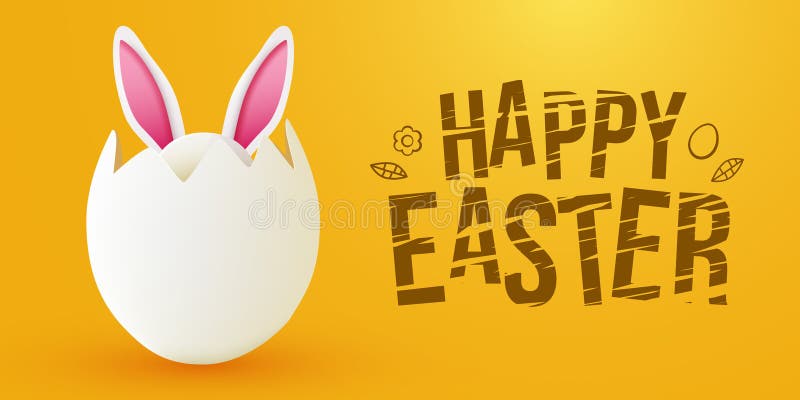 Bunny Ears Peek Out of Easter Egg. Happy Easter Stock Illustration - Illustration of advertising ...