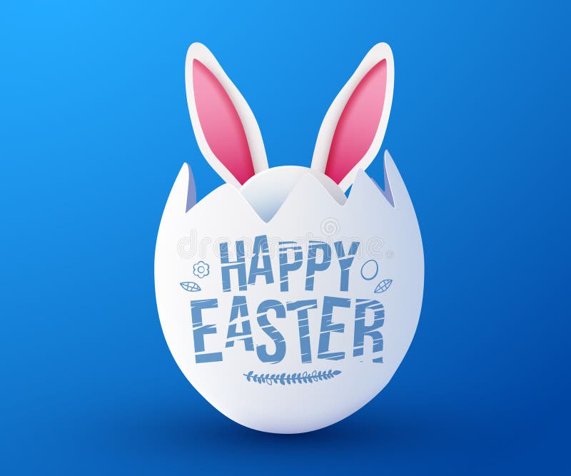Bunny Ears Peek Out of Easter Egg. Happy Easter Stock Illustration - Illustration of element ...
