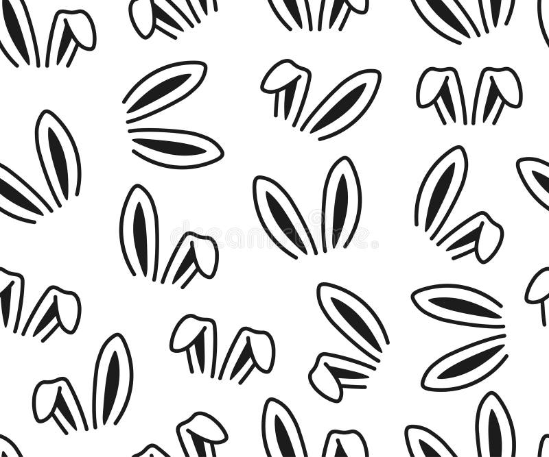 Bunny Ears Seamless Pattern, Rabbit Icons Background Stock Illustration ...