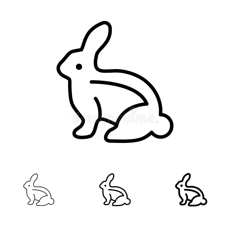 Bunny, Easter, Easter Bunny, Rabbit Bold and Thin Black Line Icon Set ...