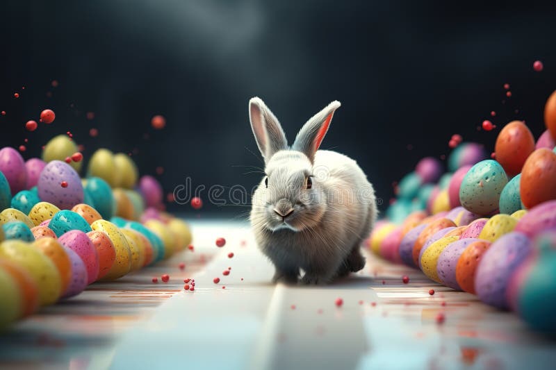 Bunny with Easter Eggs in High - Speed Chase. Generative AI Stock ...