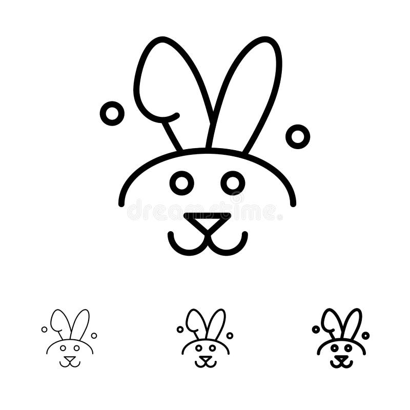 Bunny, Easter, Rabbit Bold and Thin Black Line Icon Set Stock Vector ...