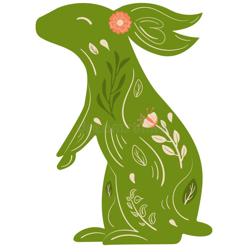 Bunny - Easter Symbol with Floral Pattern. Stock Vector - Illustration ...