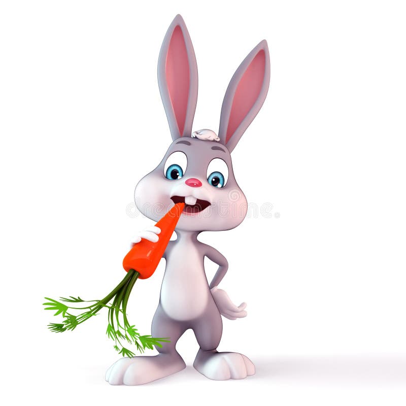 Cartoon Happy Rabbit Eating Carrot Stock Vector - Illustration of ...