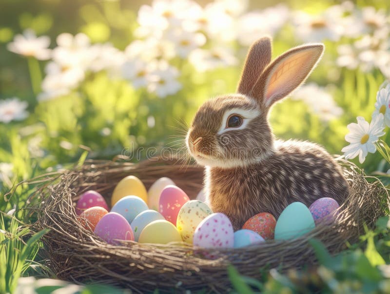 Bunny with Eggs stock photo. Image of nest, holiday - 359891186