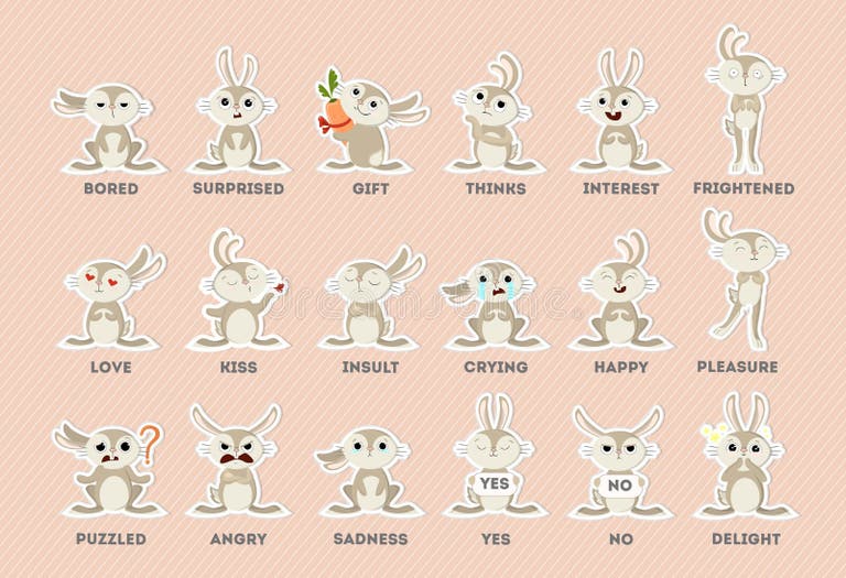 Bunny Emotions Stock Illustrations – 1,960 Bunny Emotions Stock ...