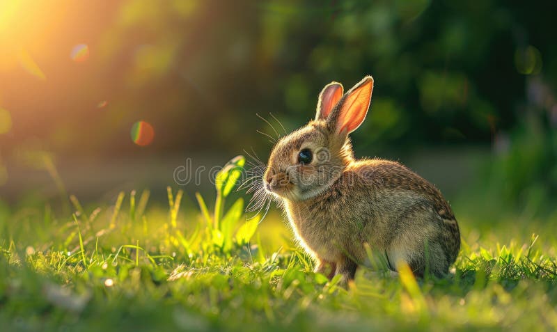 A Bunny Enjoying a Sunny Patch of Grass Stock Image - Image of little ...
