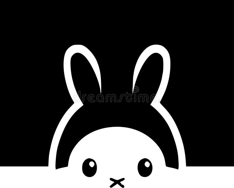 Bunny Face - Black and White Isolated Icon - Vector Illustration Stock ...