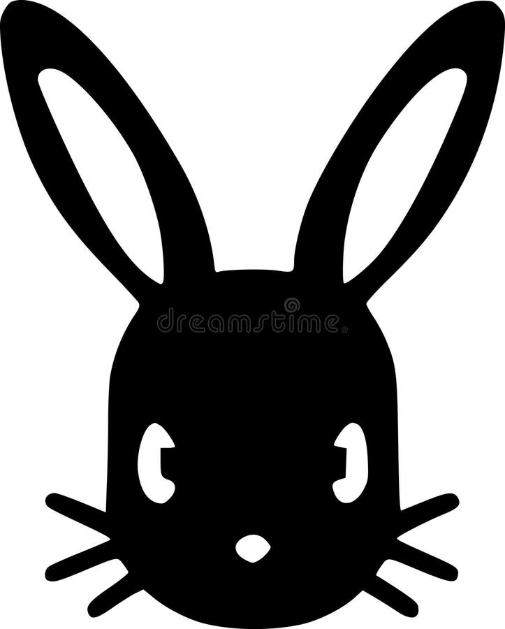 Bunny Face - Black and White Isolated Icon - Vector Illustration Stock ...
