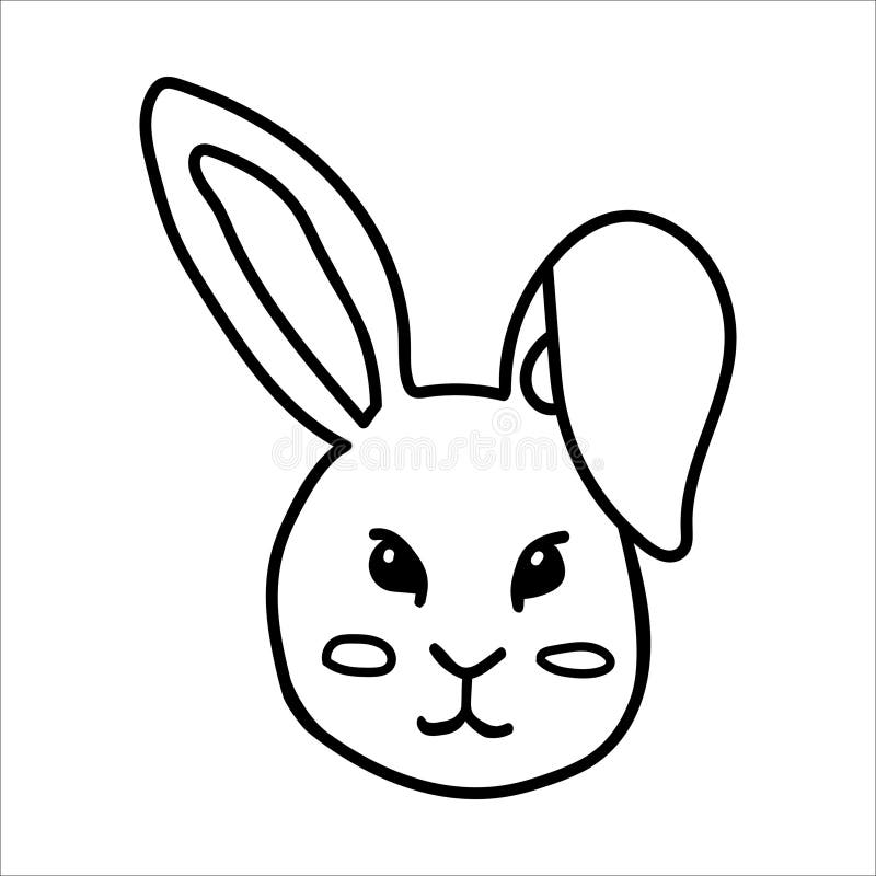 Bunny Face Doodle Vector Illustration Isolated on White Stock Vector ...
