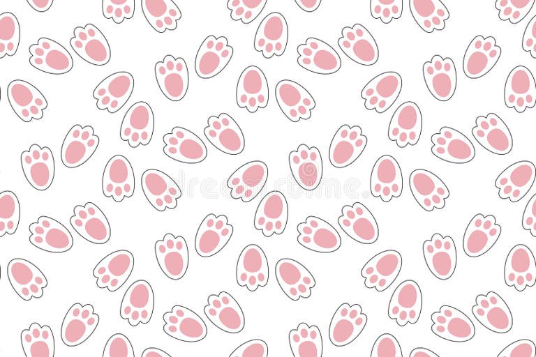 Bunny Footprint Seamless Pattern. Rabbit Paw Trace Background Stock ...