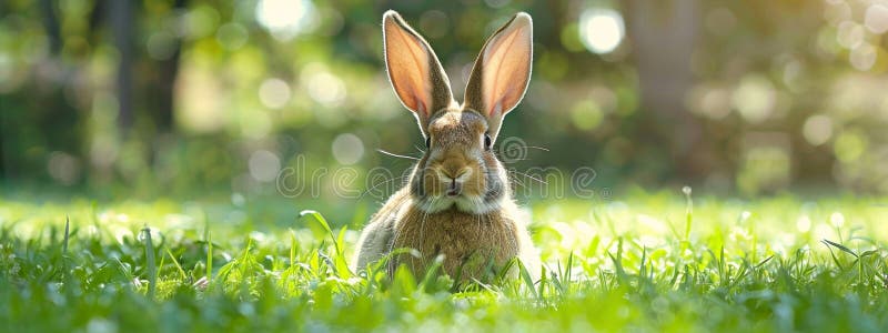 Bunny on Green Grass. Selective Focus Stock Image - Image of animal ...