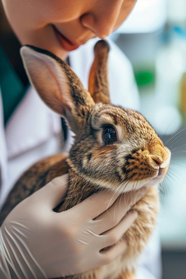 Bunny in the Hands of a Veterinarian. Selective Focus Stock Image ...