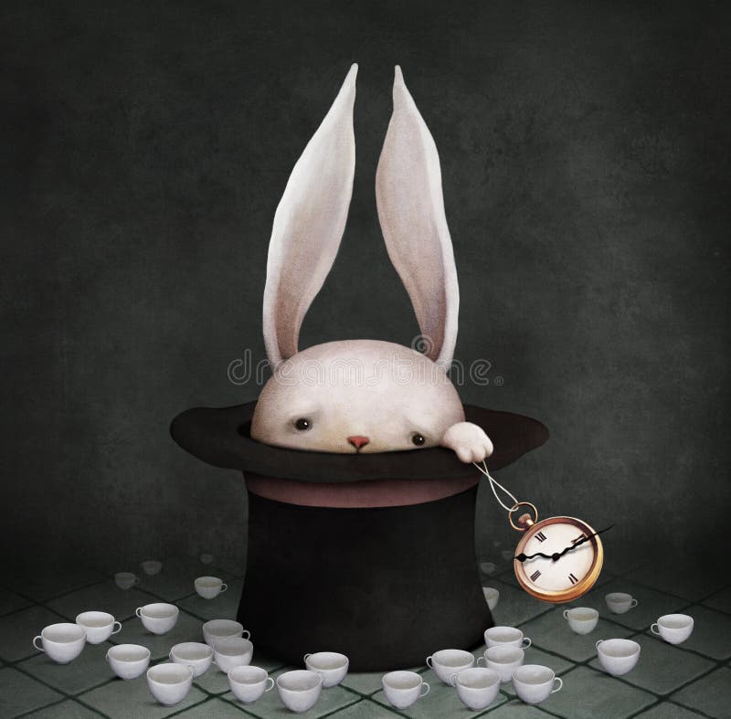 Bunny in hat. stock illustration. Illustration of background - 127437544