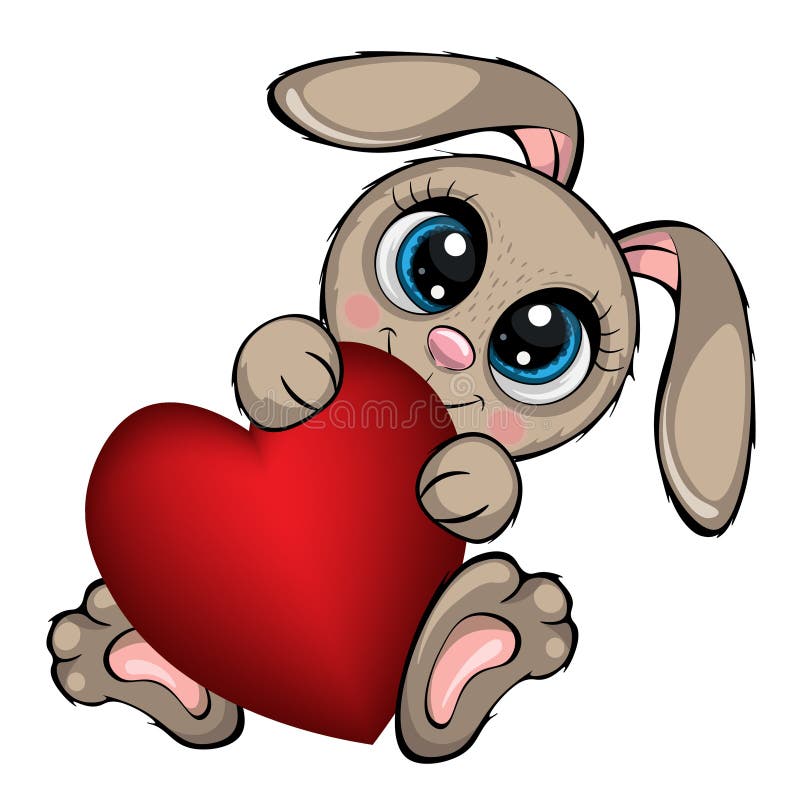 Valentine Card with a Cute Bunny . Stock Vector - Illustration of ...