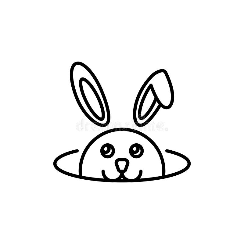 Bunny in Hole Icon Set. Rabbit Inside Hole in a Black Filled and ...