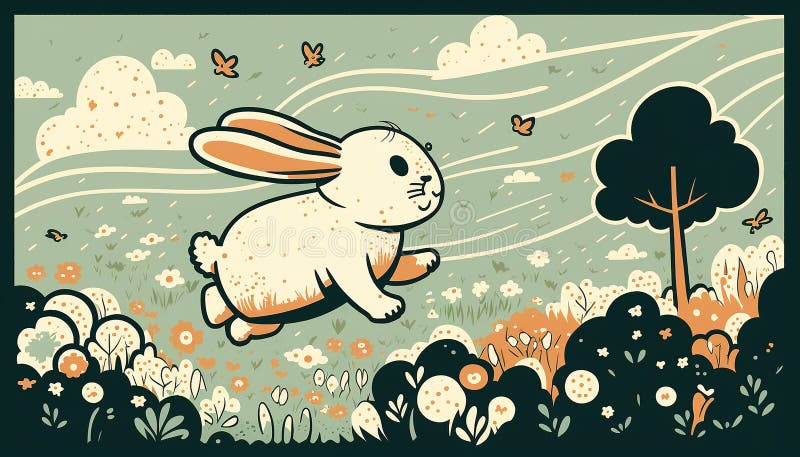 Bunny Hop a Playful Illustration of a Spring. Stock Illustration ...