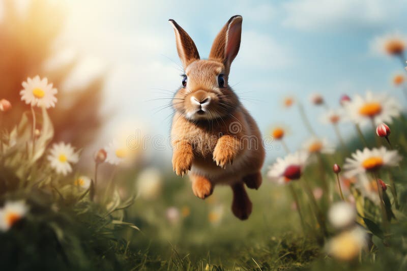 Bunny Hopping Easter Holiday Theme Stock Illustration - Illustration of ...