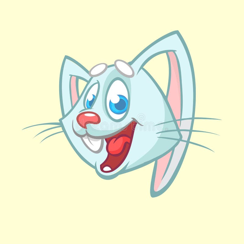 Bunny Icon Element. Cartoon of a Laughing Rabbit Head Isolated White ...