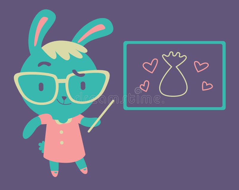 Bunny Kindergarten Teacher Bonito Ilustração do Vetor - Ilustração de ...