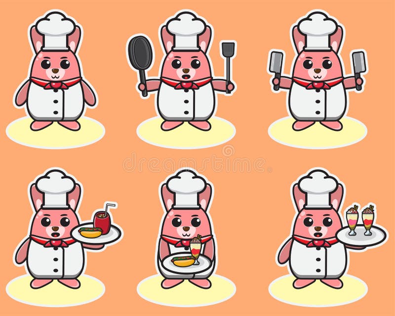 Cartoon Illustration of a Cute Little Rabbit Chef. Stock Vector ...
