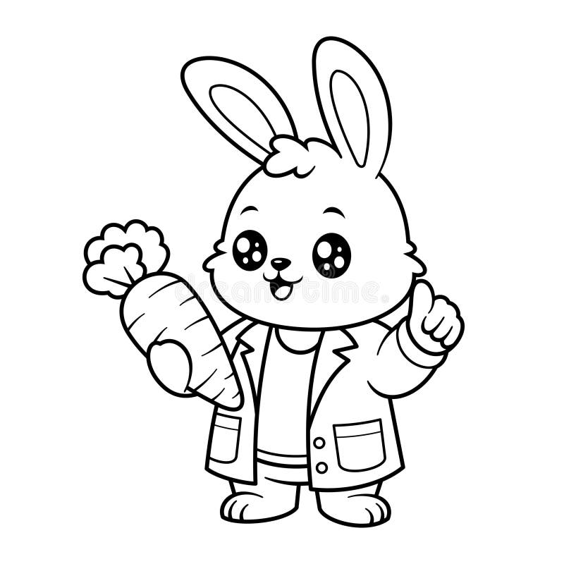 Bunny Loves Being a Doctor, for Coloring Stock Vector - Illustration of ...