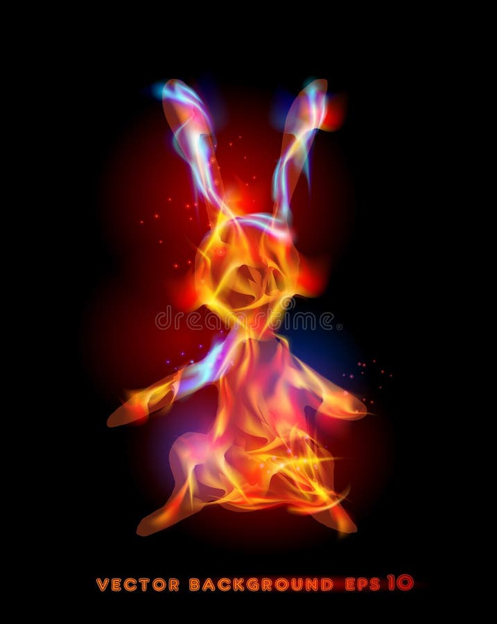 Bunny Made of Flame Fire Collection Stock Vector - Illustration of burn ...