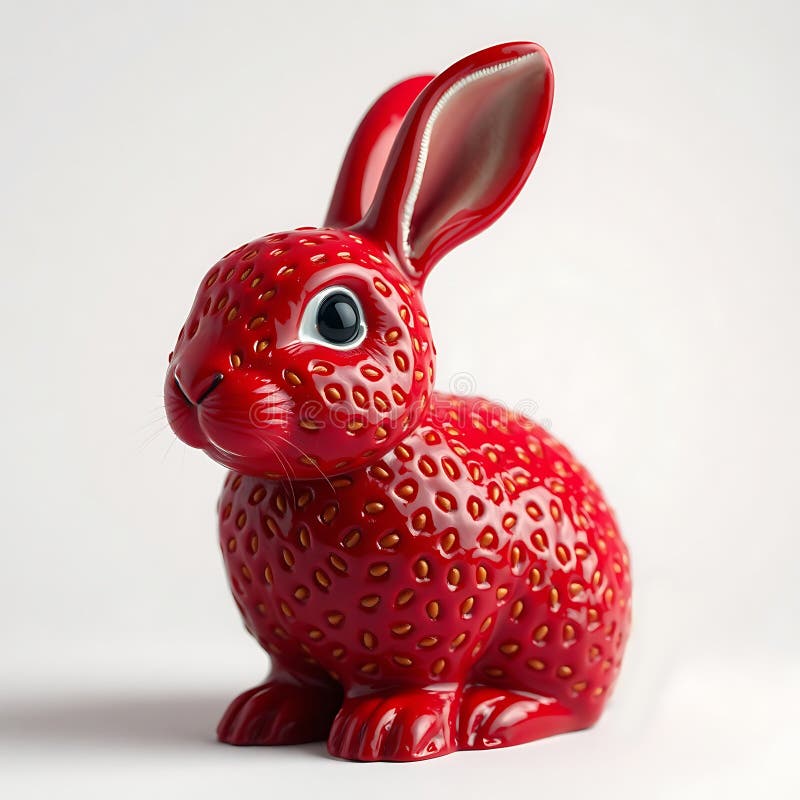 Bunny Made Up of Strawberry Coating Isolated on Pink Background. Glossy ...