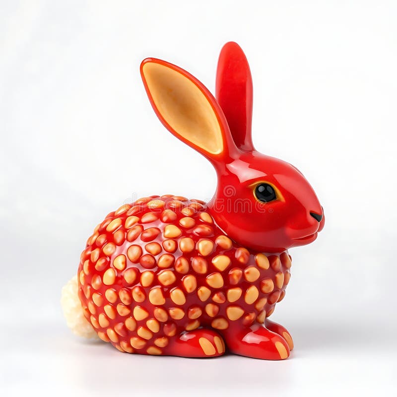 Bunny Made Up of Strawberry Coating Isolated on Pink Background. Glossy ...