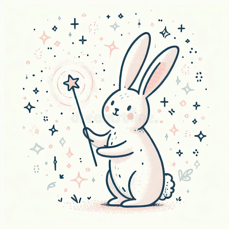 Bunny Magician with Sparkles Stock Illustration - Illustration of ...