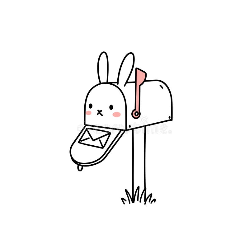 Bunny Mailbox Illustration with a Cheerful Expression Stock Photo ...