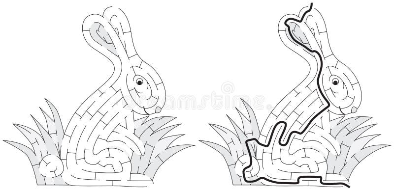 Rabbit in hat maze stock vector. Illustration of labyrinth - 68854921