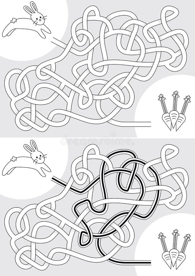 Rabbit in hat maze stock vector. Illustration of labyrinth - 68854921