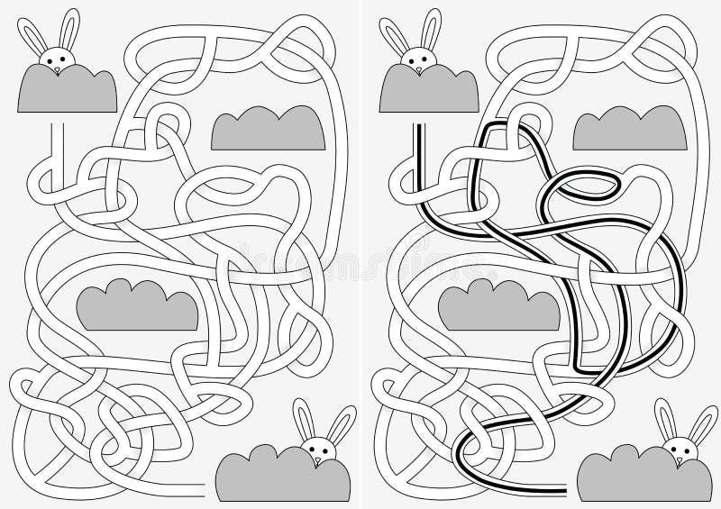Rabbit in hat maze stock vector. Illustration of labyrinth - 68854921