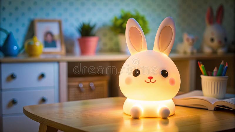Bunny Nightlight Illuminates a Cozy Study Corner, Nightlight , Bunny ...