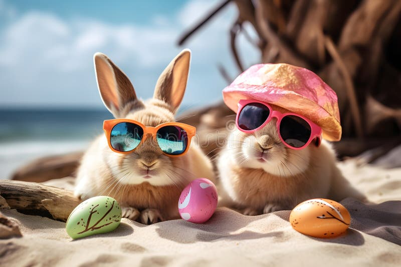 Concept Easter Bunny Tropical Beach Stock Illustrations – 54 Concept ...