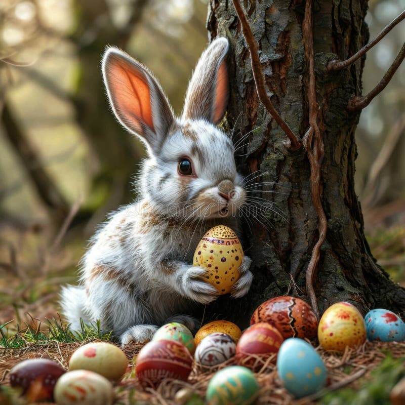 Bunny Peeking from Bush stock illustration. Illustration of customs ...