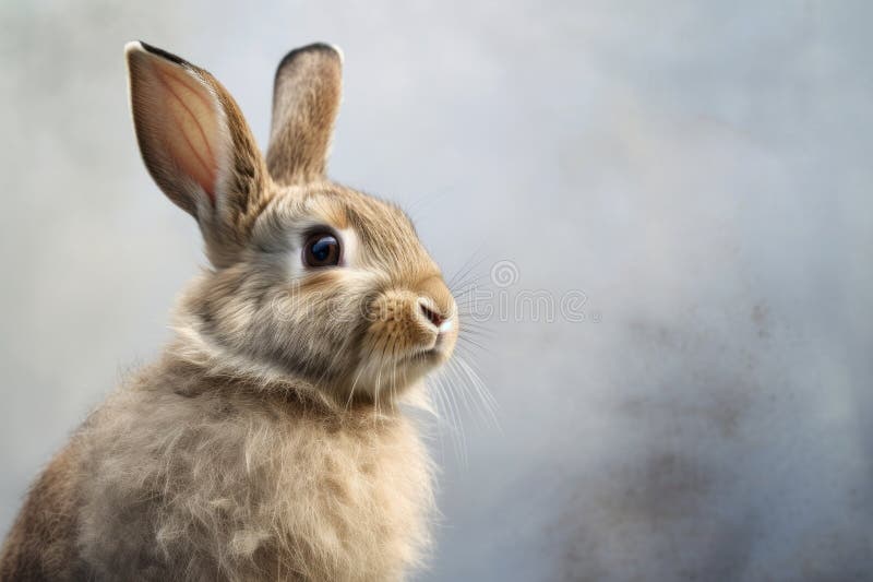Bunny Profile in Studio on Light Grey Background Stock Image - Image of ...