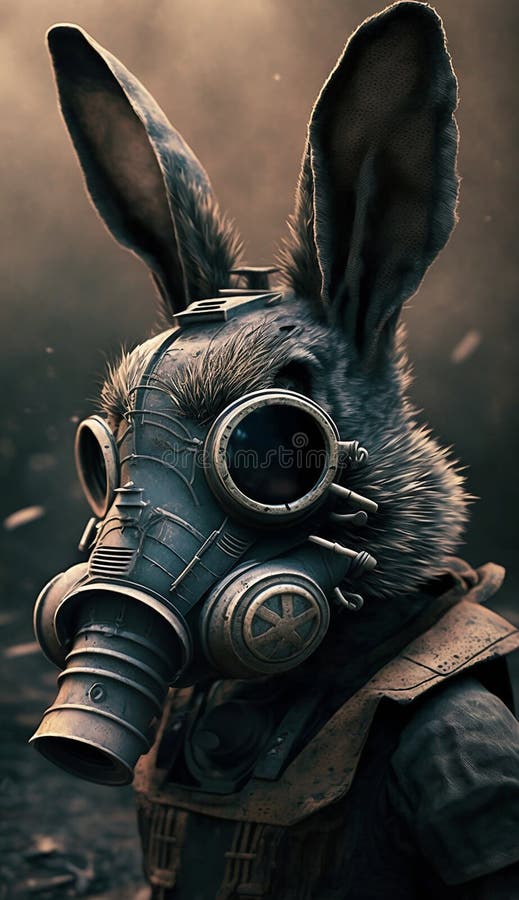 Bunny Rabbit Character in Gasmask Closeup. Created Using Ai Generative ...
