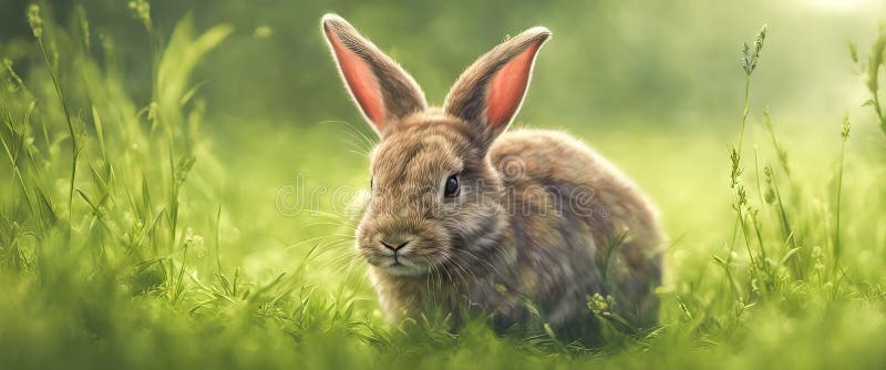 Bunny Rabbit on the Grass on a Sunny Day Stock Photo - Image of ...