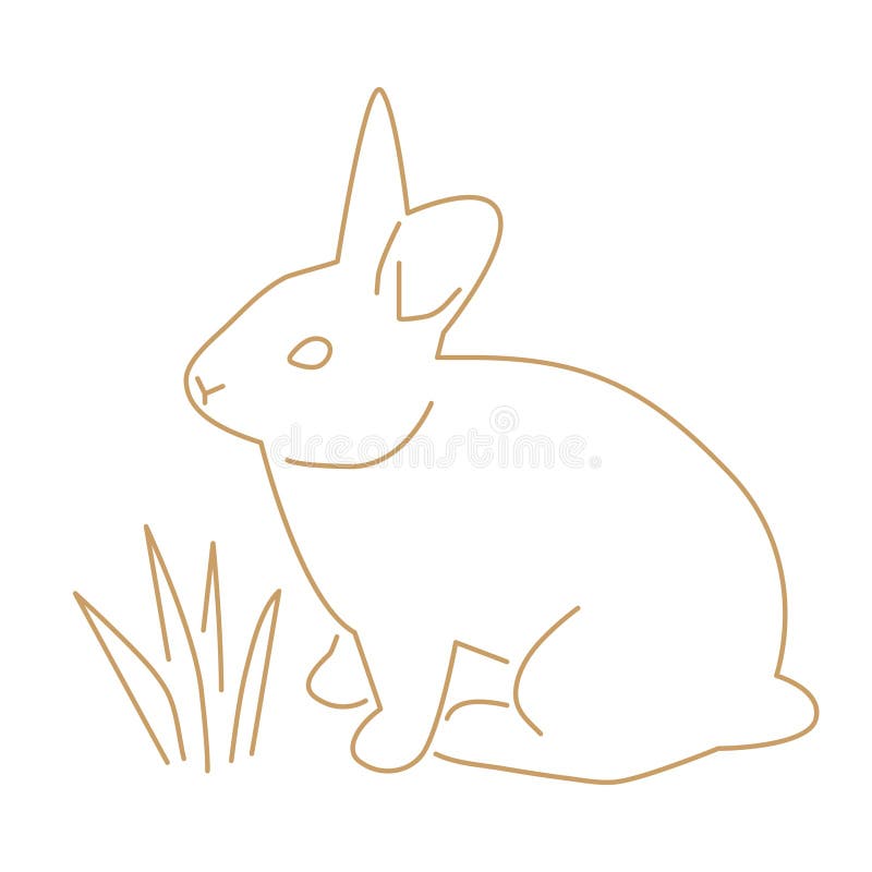 Bunny, Rabbit Line Silhouette Symbol of Easter, Spring Stock Vector ...