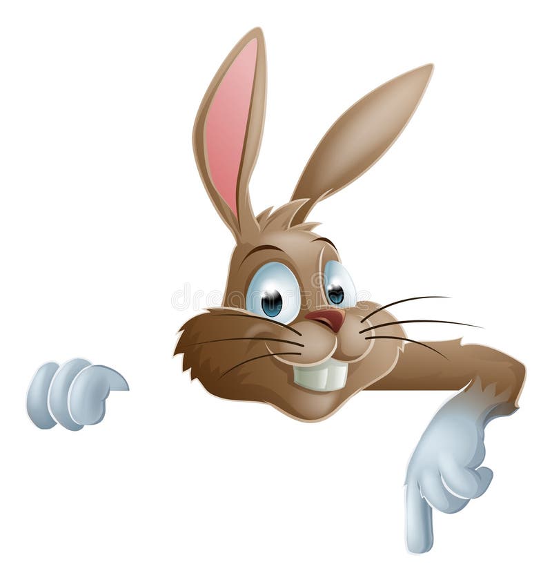 Bunny Rabbit Pointing Down stock vector. Illustration of blank - 29044261